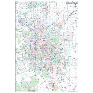 Metro Denver CO Detailed Region Wall Map w/Zip Codes *Laminated* 36"x52"