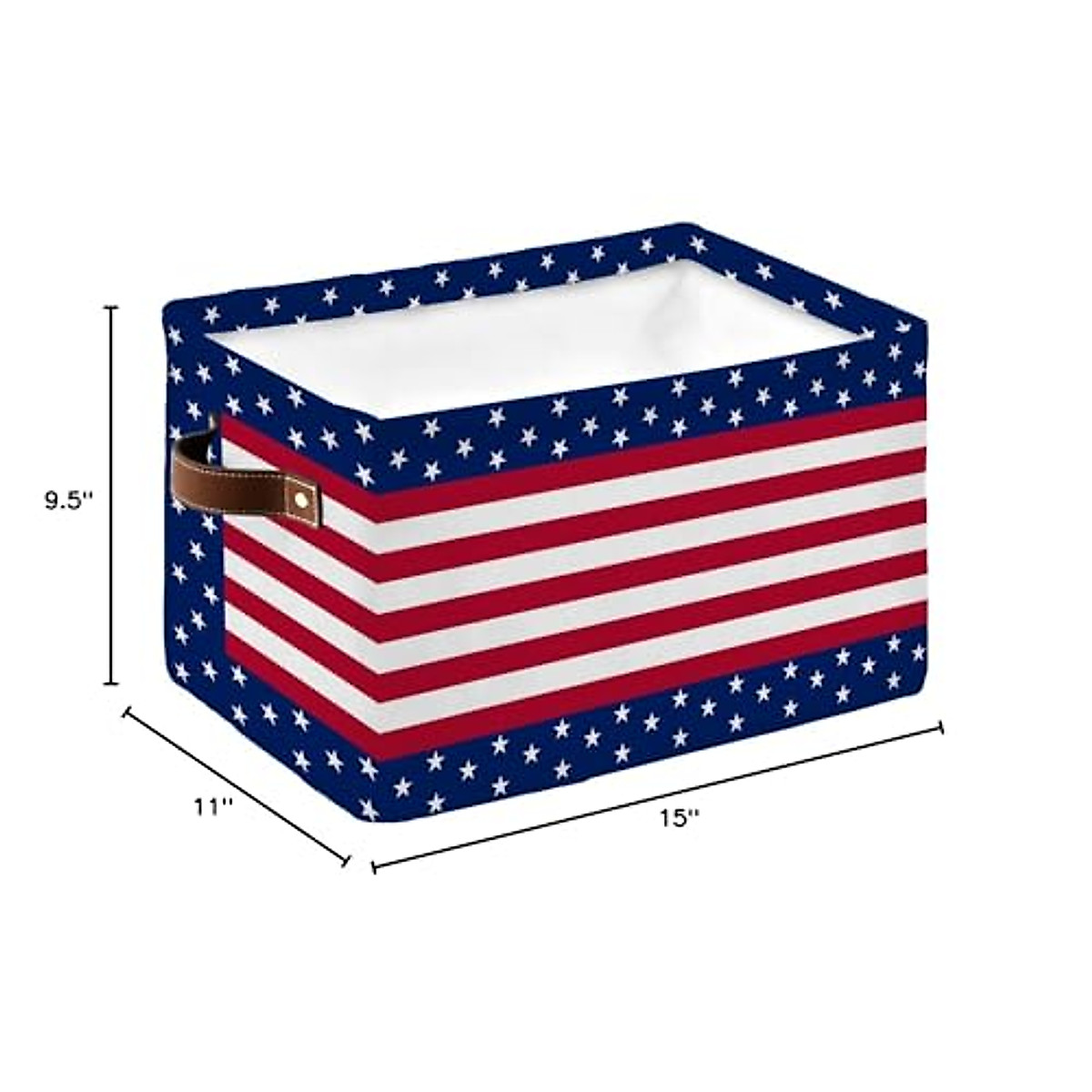 Storage Bins Large Storage Basket,Independence Day USA Flag Star Collapsible Storage Bins with Handle,Red White White Stripe Blue Storage Baskets Cube Organizer for Shelves Closet Nursery 1PC