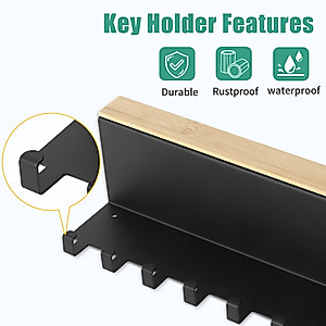 FANYITY Key Holder Wall Mount,Key Hooks for Wall with 6 Stainless Steel Key Hooks and Mail Organizer for Entryway Hallway Kitchen Farmhouse Decor (Key Hooks-6)