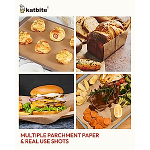 Katbite 400PCS Unbleached Parchment Paper Sheets, 12 x 16 IN Pre-Cut Baking Parchment, Heavy Duty Non-Stick Baking Paper for Half Sheet Cookie Bread Cake Pans, Grilling Meat Pizza,Oven,Air Fryer