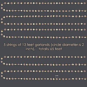 OuMuaMua 5Pcs Glitter Champagne Gold Paper Circle Dots Garland Banners Streamers Hanging Bunting Ornament for Engagement Party Bridal Shower Wedding Baby Shower Christmas Room Decor (65 Feet)