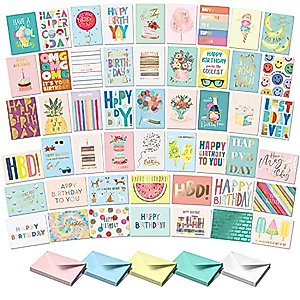 S&O - 50 Birthday Happy Birthday Cards with Envelopes and Birthday Card Assortment Box. Variety Set of Assorted Birthday Cards with Envelopes, Bulk Greeting Cards Assortment