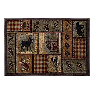Homespun Cabin Novelty Lodge Pattern Multi-Color Scatter Mat Rug, 2' x 3'