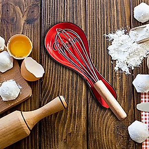 Ceramic Spoon Rest for Stove Top, DAYYET Large Spoon Holder, Spoon Rest for Kitchen Counter, Spatula Holder Utensil Rest for Ladles, Tong, Modern Kitchen Decor, Red