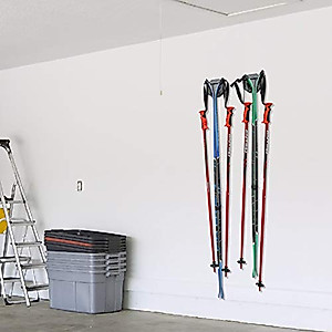 Ski Wall Mounted Rack, Holds 2 Pairs of Skis & Skiing Poles or Snowboard, for Home and Garage Storage, Wall Mounted, Heavy Duty, Rubber-Coated Hook, Set of 2 Hooks