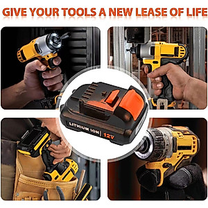 SJZNHFTOLO DCB120 12V 4.0Ah Replacement Battery for Dewalt 12V Battery DCB121 DCB123 DCB122 DCB124 DCB125 DCB127 Compatible with All Dewalt 12 Volt Max Lithium Battery(2 Pcak)