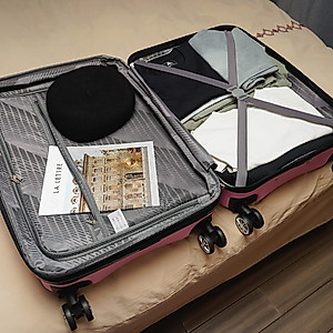 GinzaTravel 2 Piece Anti-Scratch ABS Luggage Set with TSA Lock - 20 inch and 28 inch Lightweight Spinner Suitcases, Expandable, and in Hot Pink