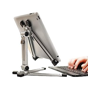 FUZADEL Portable Fold-Up Travel Stand Aluminum, Universal Tablet Stand Holder Foldable Multi-Angle Adjustable Stand for Tablet/Phone/Notebook/Tablet Holder for Surface Notebook Monitor Stand