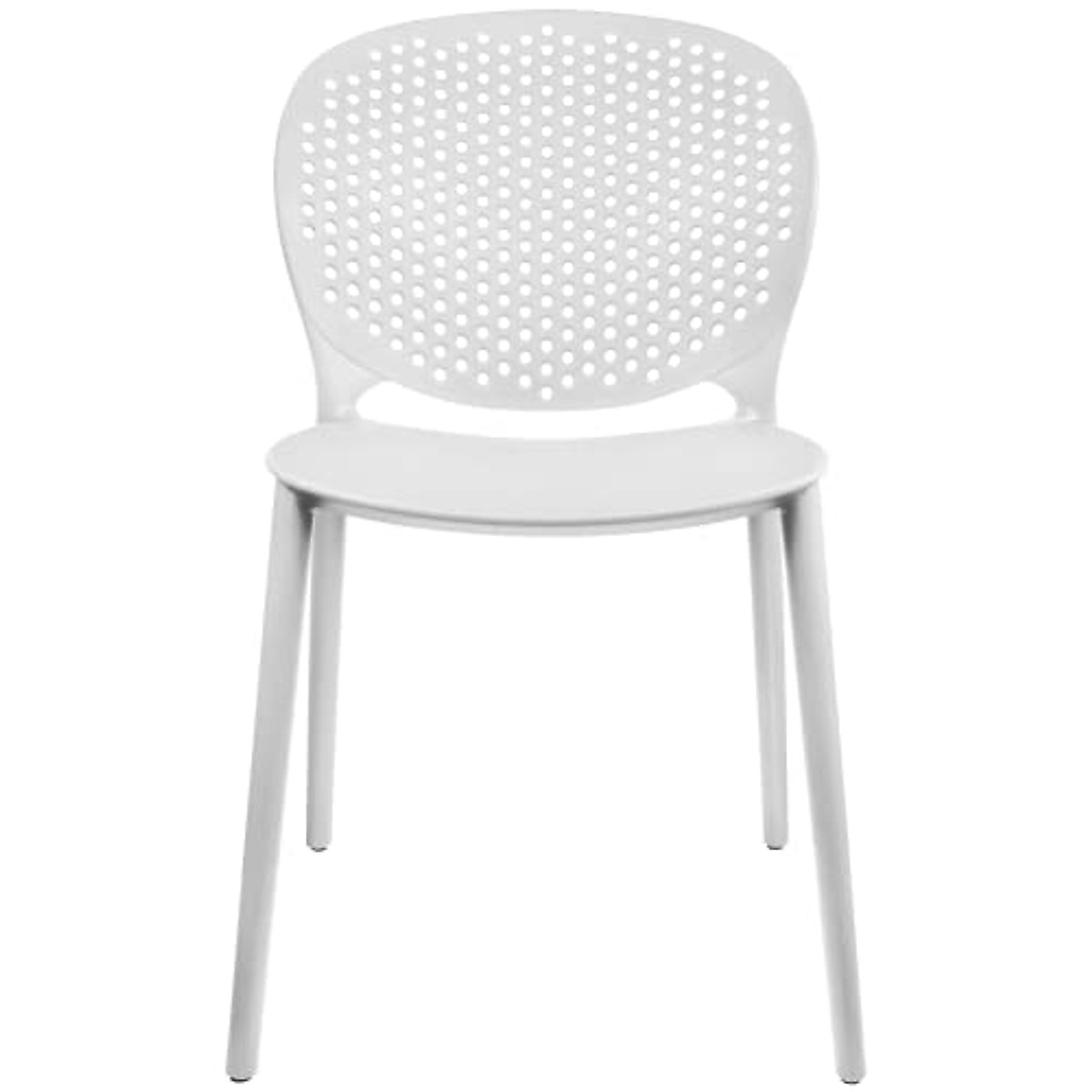 2xhome Set of 3 Modern Pool Patio Chairs, Plastic Armless Dining Side Chairs for Indoor or Outdoor Use, White