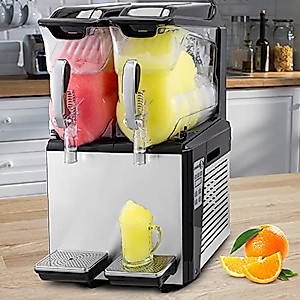 VEVOR Commercial Slushy Machine, 20L Double Tank Slushie Machine, 900W Frozen Drink Machine, Commercial Margarita Smoothies Maker Automatic Cleaning, Slushy Machine for Restaurants Cafes Bars