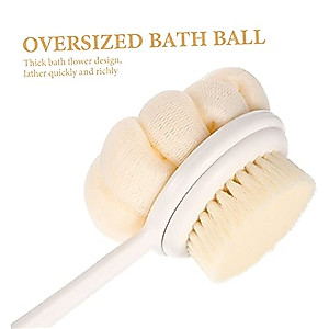 Hemoton Long Handle Bath Brush Bath Back Brush Body Loofah Body Scrub Sponge Dry Brush Back Scrub Brush Shower Loofah on a Stick or White Bath Brushes for Shower Dual-Sided Bath Brush Soft