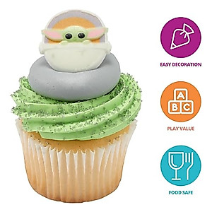 DECOPAC Star Wars The Mandalorian The Child Rings, Cupcake Decorations, Food Safe Cake Toppers – 24 Pack