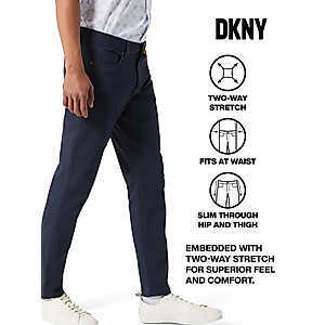 DKNY Mens Pants - Slim Fit Business Casual Pants for Men | Ultra Soft Mens Chino Stretch Work Pant | Everyday Casual Slacks Navy