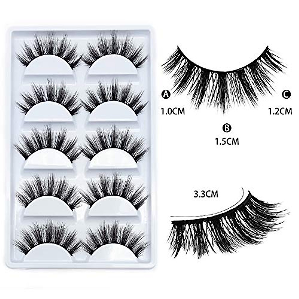 GGOKOK False Eyelashes 3D Faux Mink Eyelashes Handmade Luxurious Volume Fluffy Natural False Eyelashes Fluffy Long Soft Reusable Eyes Lashes Dramatic Eyelashes 5 Pairs