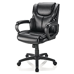 Brenton Studio® Mayhart Vinyl Mid-Back Chair, Black