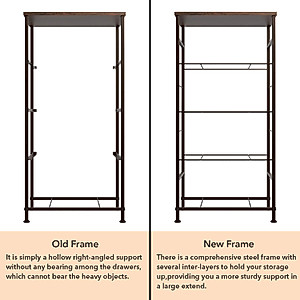 ROMOON Dresser for Bedroom, Small Dresser with 4 Storage Drawers, Chest of Fabric Drawers with Sturdy Steel Frame and Wood Top for Closet, Living Room, Hallway, Entryway (Brown)