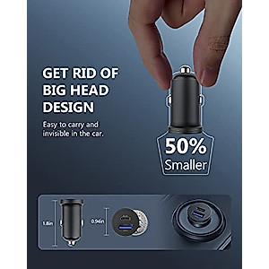 Car Charger for iPhone 13, 43W Fast USB C Car Charger Adapter Dual Port, 25W USB-C & 18W USB iPhone Car Charger Aluminum Alloy with Lightning Cable for iPhone 13/12 Pro Max/11 Pro/XS/XR/8 and More