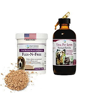 Vitality Science Flex N Free + Vital Pet Lipids for Dogs | 2 Part Program | Promotes Bone Development & Joint Health | Relieves Stiffness | Neurological & Hormonal Support | 100% Safe (Large)