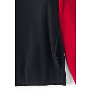 Lands' End Mens Snap Neck Fleece Pullover Black/rich Red Regular Medium