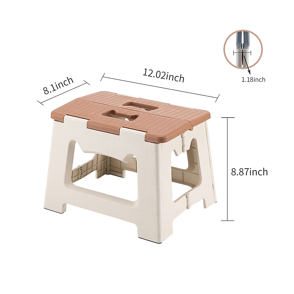 M Crumt Kitty Folding Stool, 9 Inches, Non-Slip Folding Step Stool,Great for Kitchen, Bathroom, Bedroom, Kids or Adults (Khaki)