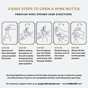 Wine Opener Set with Wooden Stand "NOBLESIP" [2023 Upgraded] 6 Pcs Kit: Foil Cutter, 2 Bottle Stoppers, Extra Corkscrew, Base & Designer Gift Box. Connoisseur Choice, Easily Removes all Corks (Bronze)