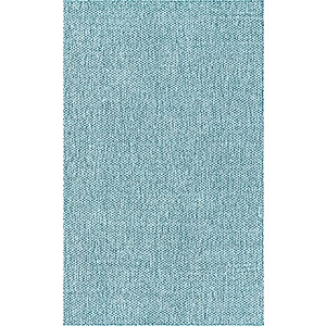Unique Loom Collection Casual Transitional Solid Heathered Indoor/Outdoor Flatweave Area Rug (5' 3" x 8' Rectangle, Aquamarine/Ivory)