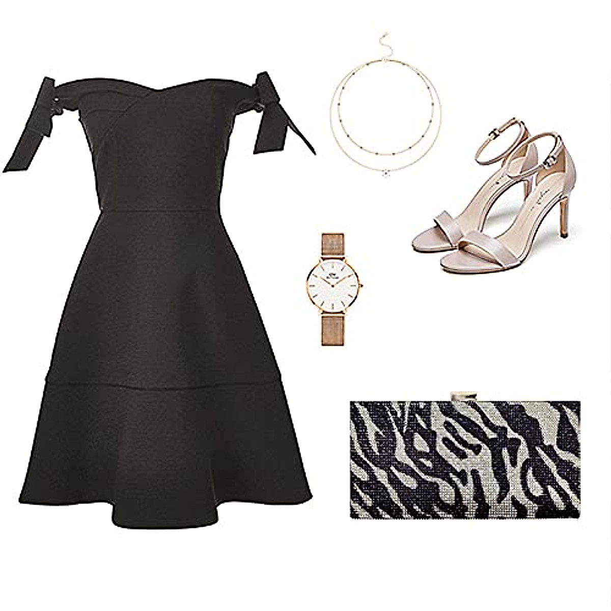 ZLM BAG US Leopard Print Clutch Purse for Women Diamond Crystal Evening Bag Metal Chain Party Cocktail Wedding Dinner Handbag