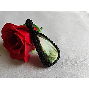 Natural Labradorite Macrame Pendant, Cord Wrapped Macrame Pendant, Bohemian Jewelry, Hand Wrapped Pendant