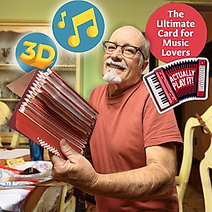 INTERACTIVE Accordion Birthday Card – Open/Close to Play “Happy Birthday” - Music Gifts for Men, Gifts for Musicians, Birthday Card for Kids, Men & Women, Birthday Pop Up Card, Greeting Cards Birthday