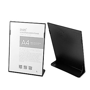 DYZD Plastic Sign Display Holder 6.88"×9.74" Slant-Back Sign Holder L Shape Ad Frames Photo Frame Pack of 2(Style 1,Balck)