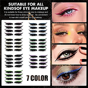 False Eyelashes,Reusable Eyeliner and Eyelash Stickers 7 Color Waterproof Reusable Eyeliner Eyelash Stickers Easy to Use and Remove,Women Make Up Eyeliner stickers