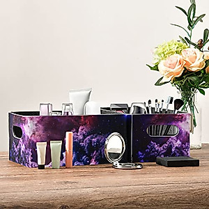 J JOYSAY Starry Galaxy Storage Basket Felt Storage Bin Collapsible Closet Baskets Toy Storage Box Organizer for Shelf Closet Nursery Home