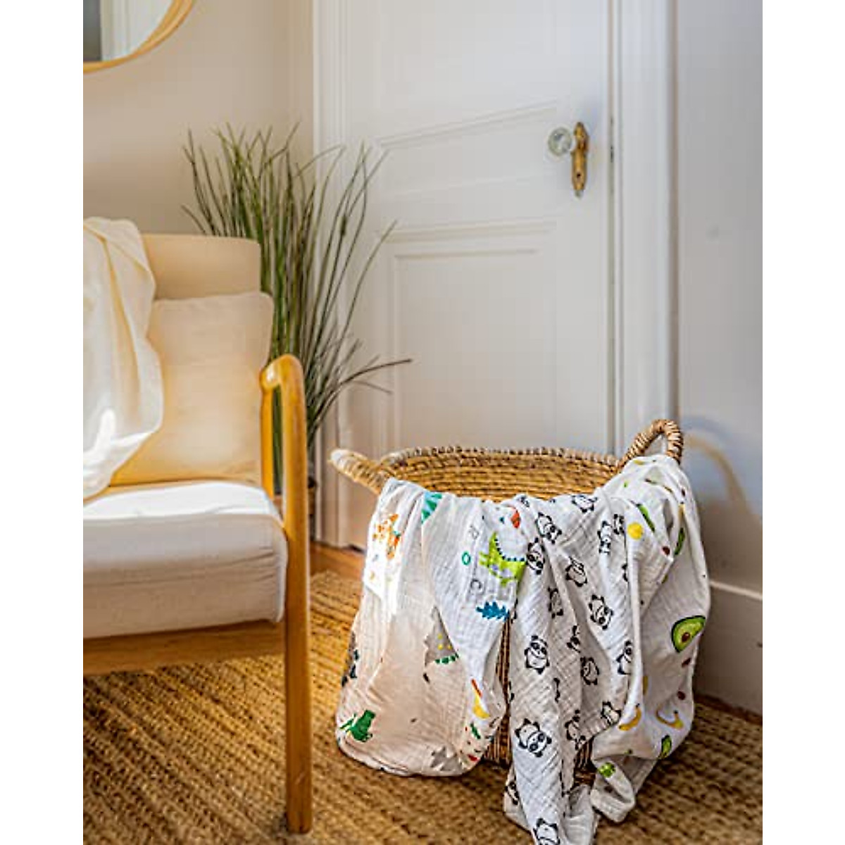 100% Organic Cotton Unisex Muslin Swaddle Blanket for Baby 3 Pack Hypoallergenic Breathable Baby Essentials Registry