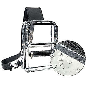 Clear Sling Backpack Stadium Approved, Transparent Shoulder Chest Bag, Casual Crossbody Bag for Men, Women, Black