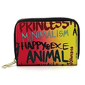 Mizuba Multi Graffiti Print Accordion Card Holder Wallet Small Credit Card Holder Cash Coin Carry Wallet (Black)