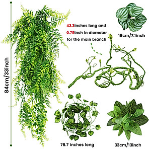 Bearded Dragon Tank Accessories for Habitat, QUOZUO Terrarium Hanging Plants Artificial Leaves Reptile Hide, Leopard Gecko Tank Accessories Snake Hide Terrarium Decor for Lizard Geckos Chameleon