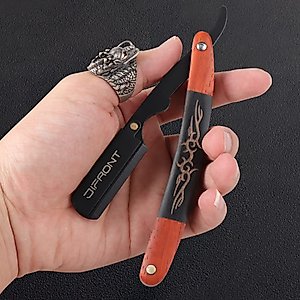 JIFRONT Professional Straight Edge Razor with 100 Single Straight Razor Blades-Barber Straight Razor-Close Shaving Men's Manual Shaver-Disposable Straight Razor Blades-Straight Razor Kit (BLACK)