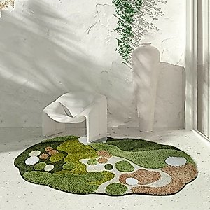 KOYPEM Moss Rug 3D Stereo for Living Room Green Carpet Bedroom Bedside Floor Mat Anti-Slip Modern Shaggy Rugs Home Decor 32x64 in