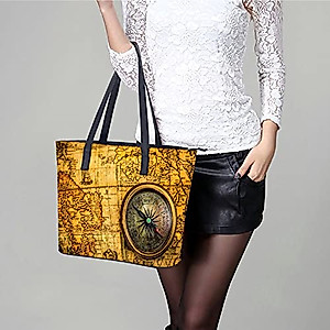 Womens Handbag Compass Leather Tote Bag Top Handle Satchel Bags For Lady