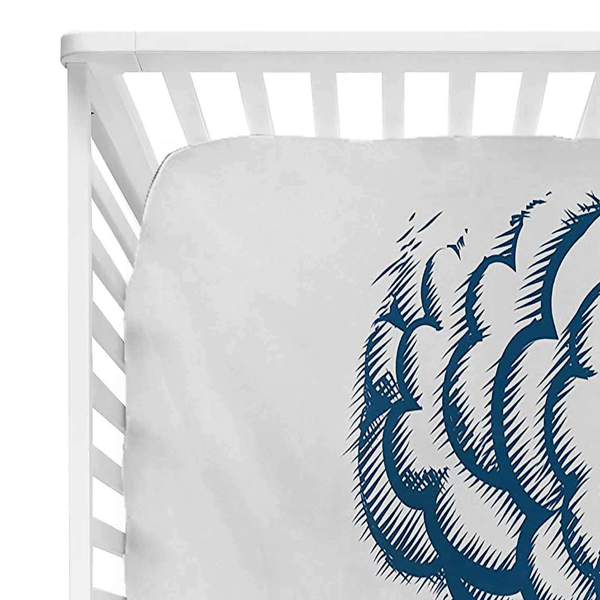Surfing Fitted Crib Sheet,Abstract Silhouette of a Surfer Riding a Big Wave Hand Drawn Style Coastal Art Microfiber Silky Soft Toddler Mattress Sheet Fitted,28"x 52"x 8'',Baby Sheet for Boys Girls