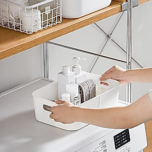 MORNITE Shelf Baskets Open Home Storage Bins with Handle for Freezer Kitchen Clothes Cabinet Closet Drawers BPA-Free Pantry Organization White Middle Large / 1 Pcs