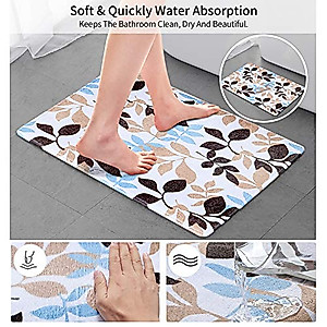 ESSORT Bathroom Rugs Set of 3 Ultra Soft Bath Mat Set Non Slip and Absorbent Shower Rugs for Bathroom, 3 Piece Mat, Perfect Plush Carpet for Tub, Shower, Bath Room, Machine Washable (Leaves)