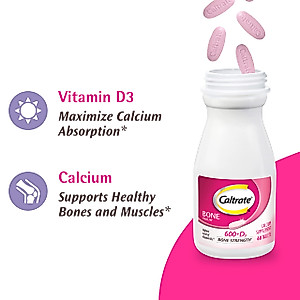 Caltrate 600 Plus D3 Calcium and Vitamin D Supplement Tablets, Bone Health Supplements for Adults - 120 Count