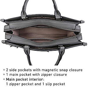 Dasein Purses Handbags for Women Satchel Bags Top Handle Work Tote Bag Shoulder Bag With Matching Wallet (Grey)