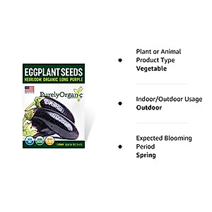 Purely Organic Products Purely Organic Heirloom Eggplant Seeds (Long Purple) - Approx 160 Seeds