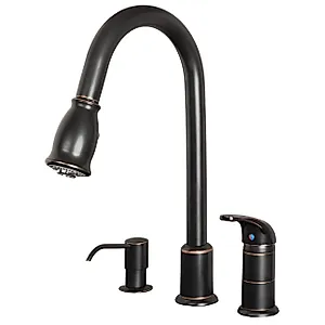 Laguna Brass 1170TB Designer Single Handle Pull-Down Kitchen Faucet with Soap/Lotion Dispenser, 16", Oil Rubbed Bronze Finish