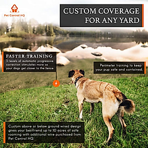 Wireless Dog Fence System - Dog Fence Electric Shock Collar Training with Remote - Pet Containment System with Fence Wire Underground Perimeter - 2 Bark Collar Included
