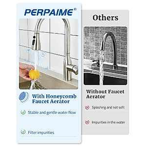 Kitchen Faucet Head Replacement with 15 Adapters - 3 Functions Pull Down Spray Head for Kitchen Faucet, Pull Out Faucet Sprayer Head Nozzle, Kitchen Sink Faucet Sprayer Head Parts, Brushed Nickel