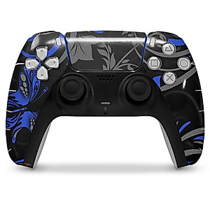 WraptorSkinz Skin Wrap compatible with Sony PS5 DualSense Controller Twisted Garden Gray and Blue (CONTROLLER NOT INCLUDED)