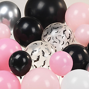 Pink Black Silver Halloween Balloon Garland Kit 130Pcs With Starburst Ghost balloon and wizard Hat for Girl baby shower Happy boo day spooky one Birthday Party Decoration